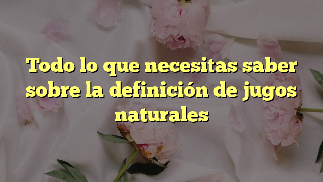 Todo Lo Que Necesitas Saber Sobre La Definición De Jugos Naturales
